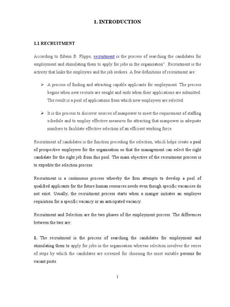 A Project Report On Recruitment and Selection Process1 | PDF | Dairy | Milk