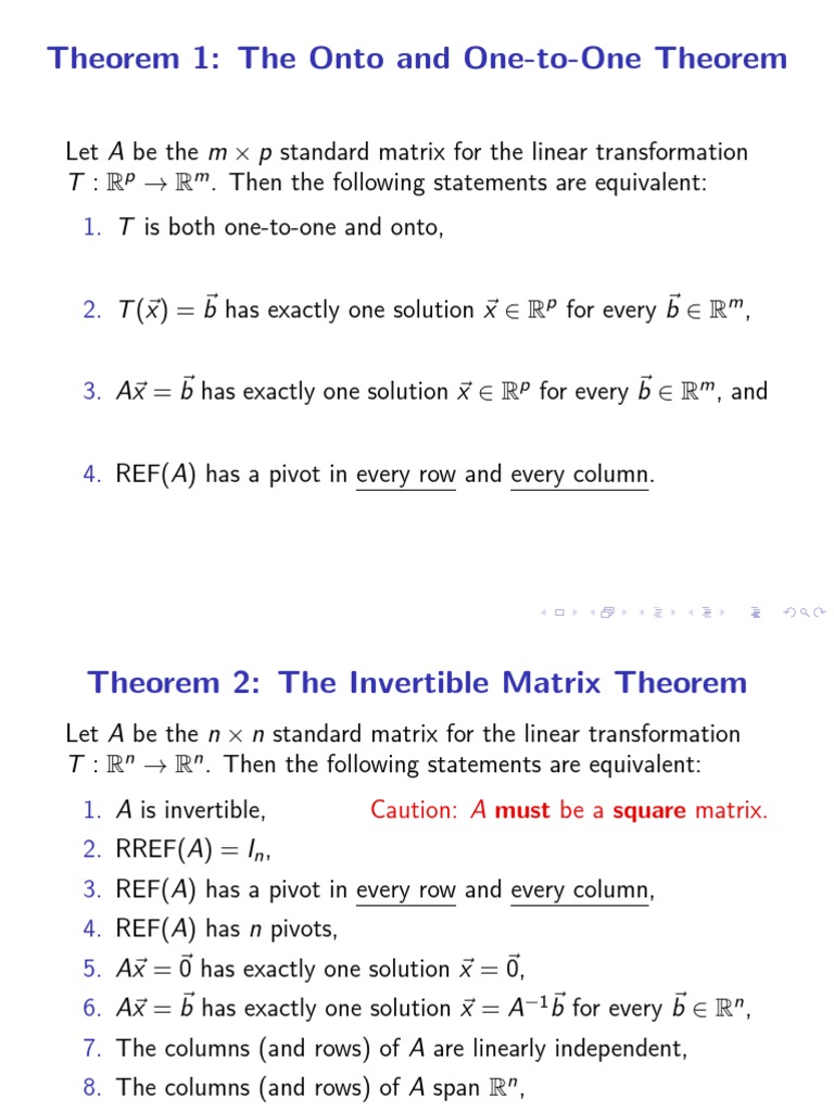 Invertible Matrix Theorem | PDF