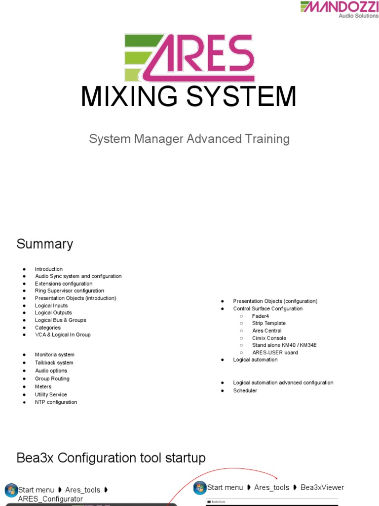 Ares Mixing System Advanced Training | PDF | Automation | Computing