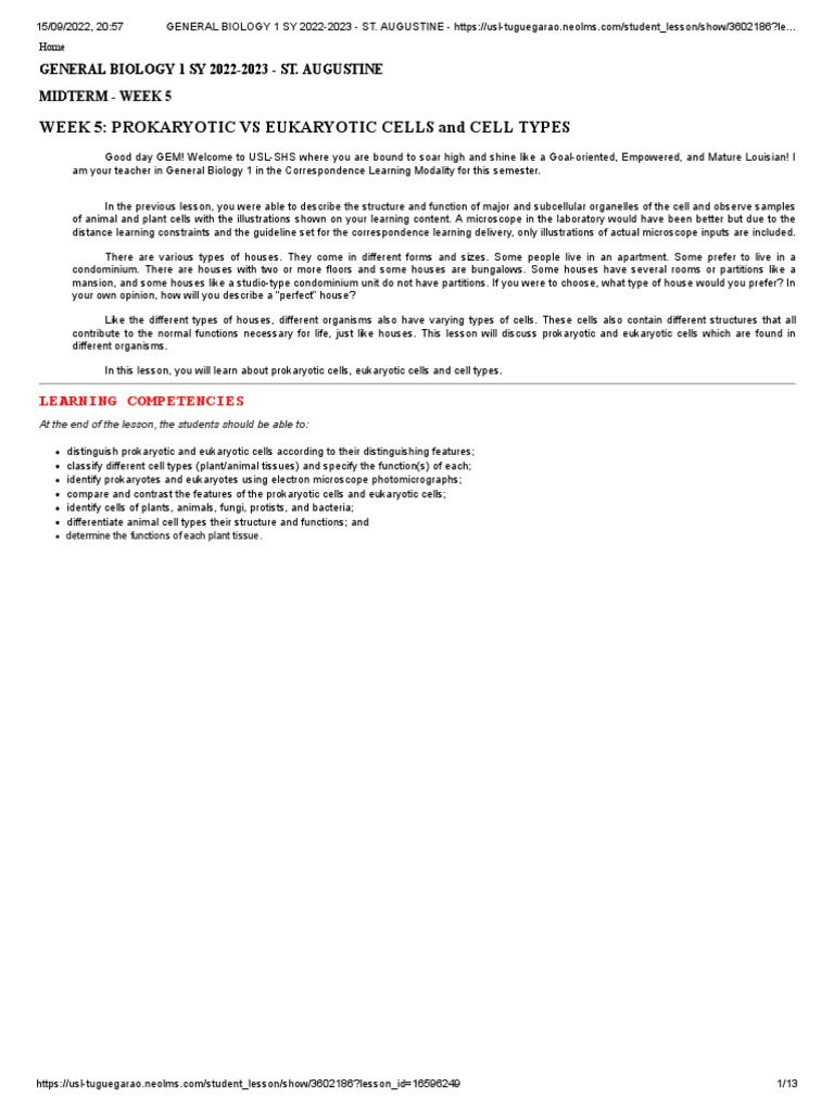 GENERAL BIOLOGY Week 5 | PDF | Cell (Biology) | Biology