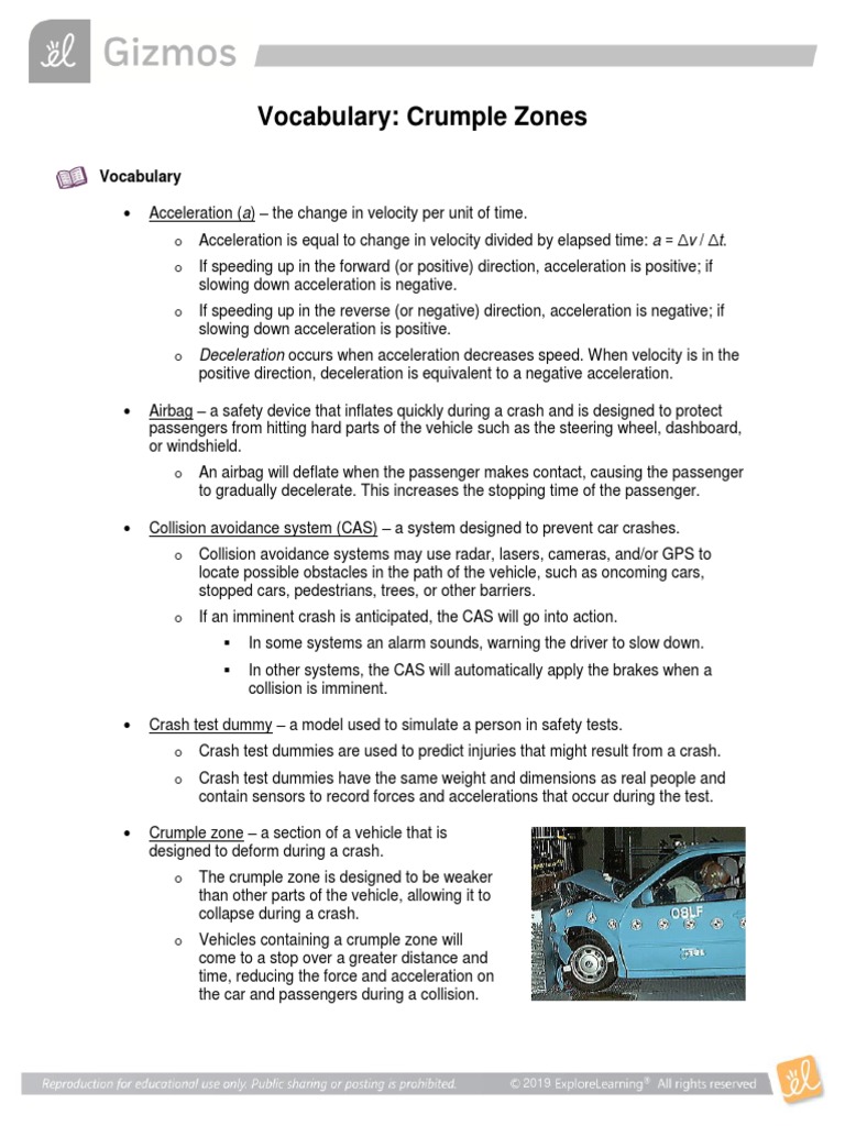 Crumple Zones: Physics and Safety | PDF | Force | Acceleration