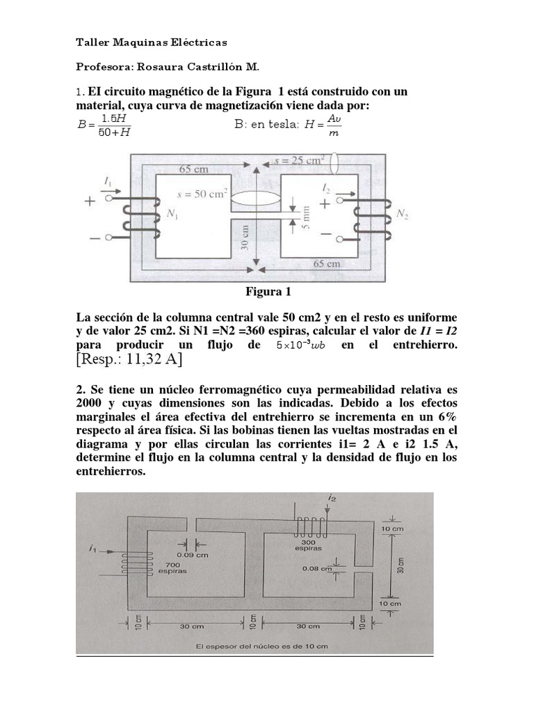 Taller de Circuitos Magnéticos | PDF | Inductor | Campo magnético