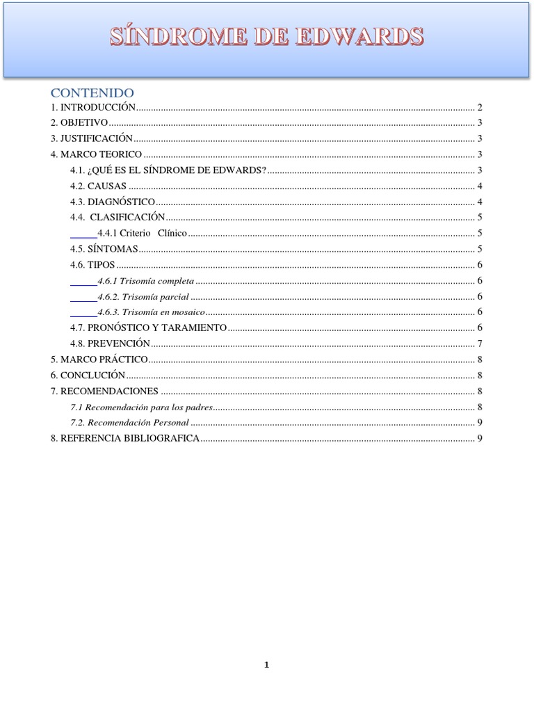 Sindrome de Edwards | PDF | El embarazo | Parto