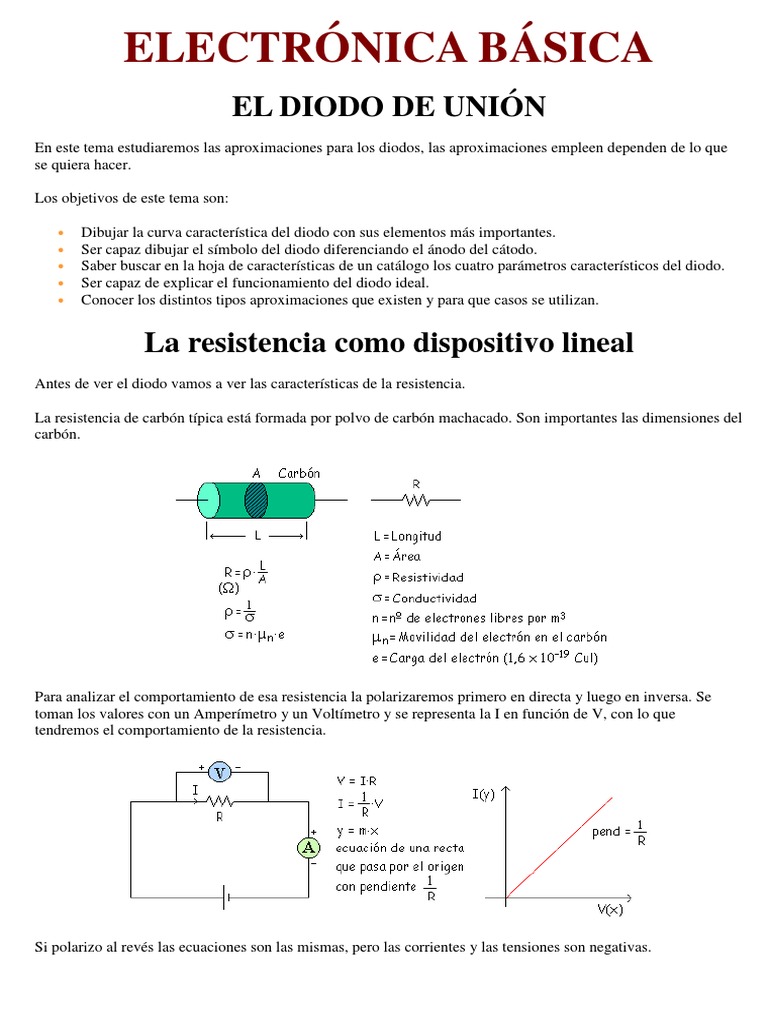 Tema 3 - El Diodo de Unión | PDF | Diodo | Resistencia Eléctrica y Conductancia
