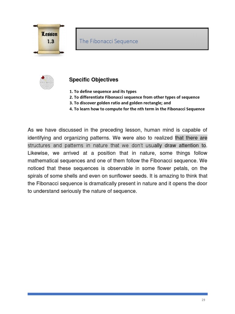 LESSON 1.3 The Fibonacci Sequence | PDF | Sequence | Mathematics