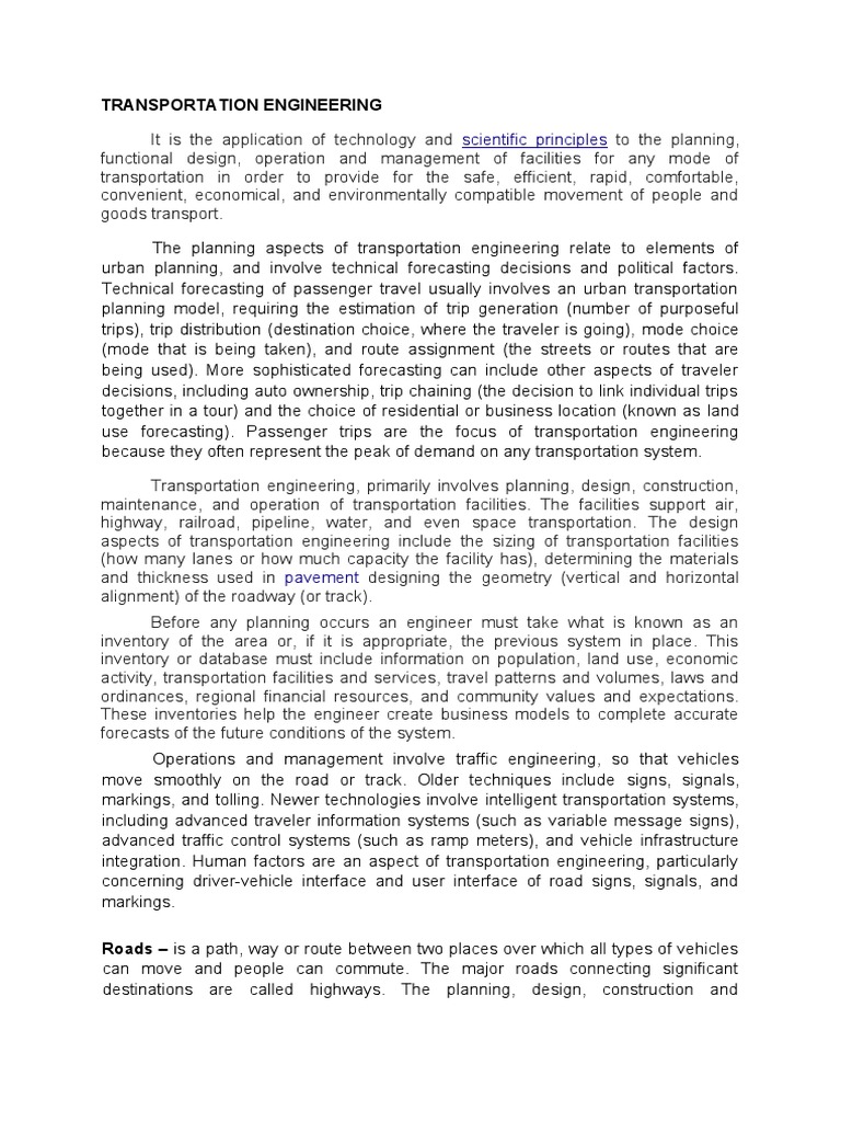 Transportation Engineering Overview | PDF | Transportation Engineering ...