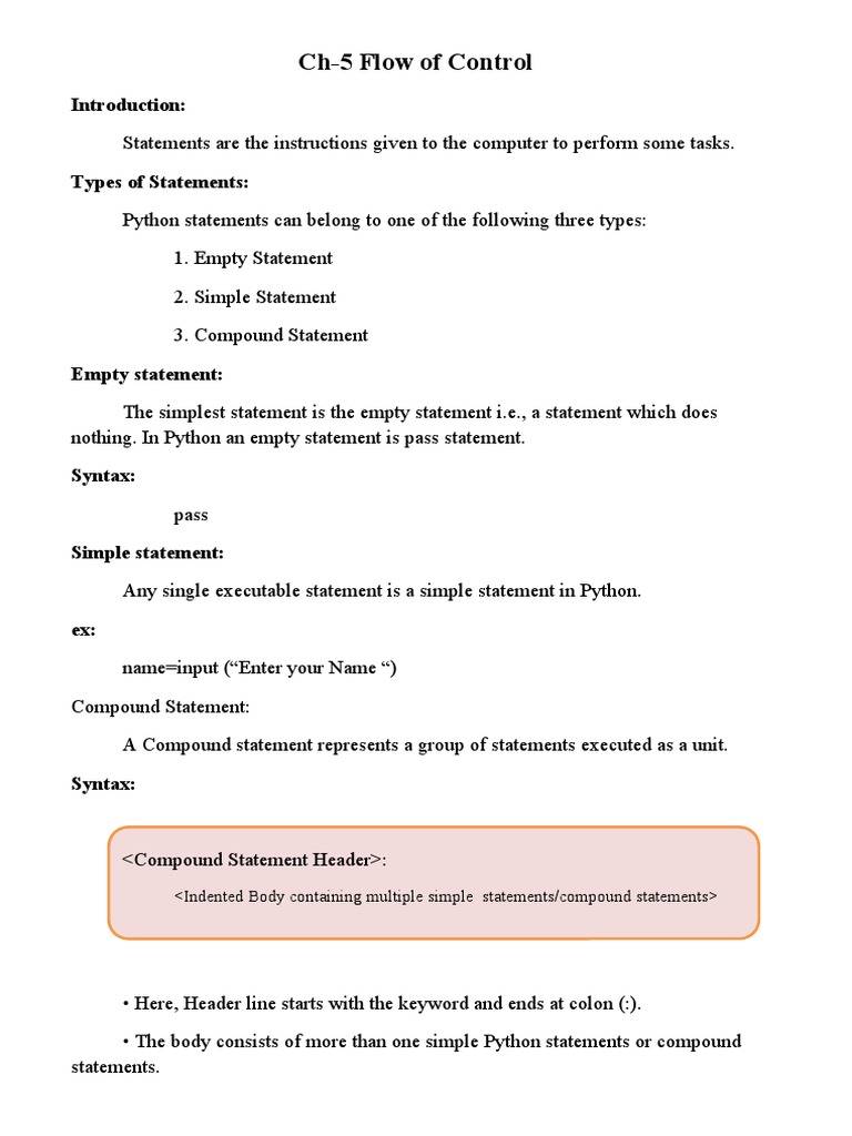 Ch-5 Flow of Control | PDF | Control Flow | Computing Ch-5 Flow of Control | PDF | Control Flow | Computing