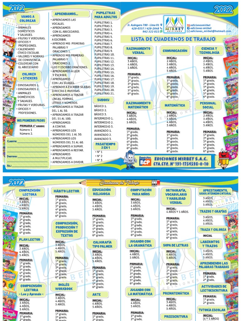 2022 - Lista-De-Cuadernos-De-Trabajo Mirbet | PDF