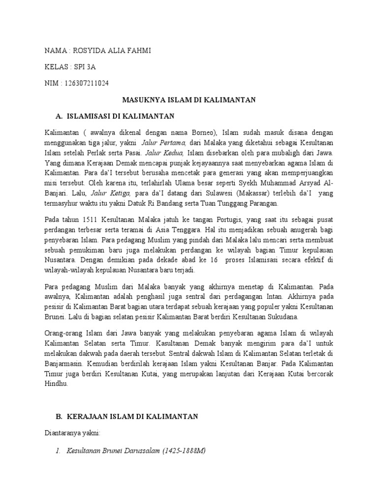 Sejarah Islam Di Kalimantan - Rosyida Alia Fahmi | PDF
