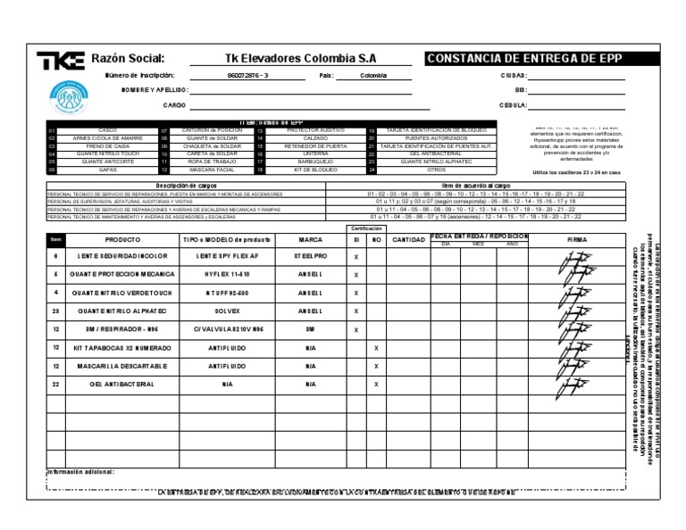 Registro de Epp Personal Directo | PDF | Seguridad y salud ocupacional
