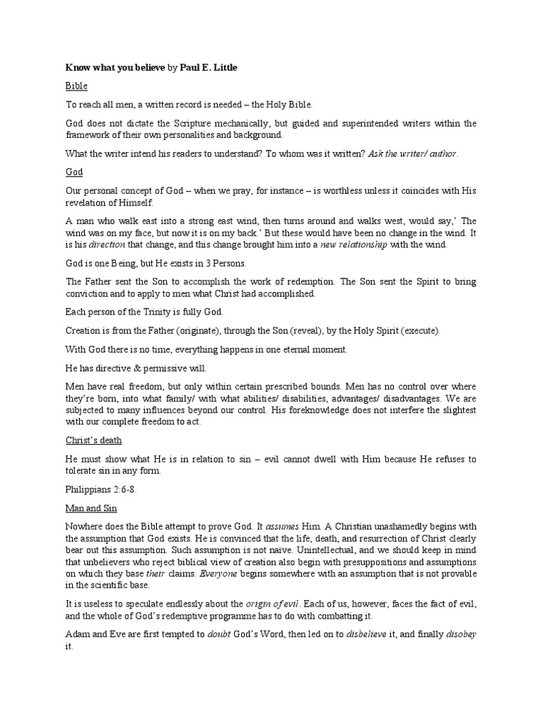 Know What You Believe | PDF