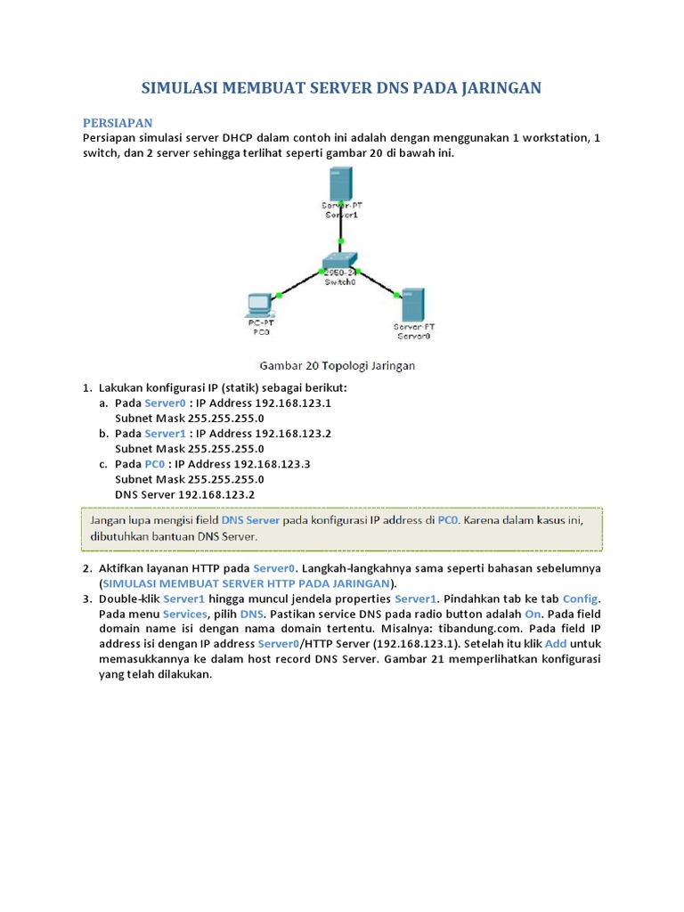 Simulasi Membuat Server DNS Pada Jaringan | PDF