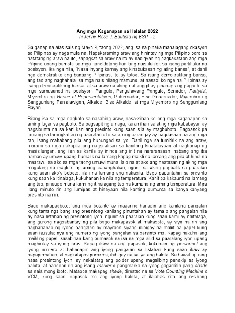 Ang Mga Kaganapan Sa Halalan 2022 | PDF