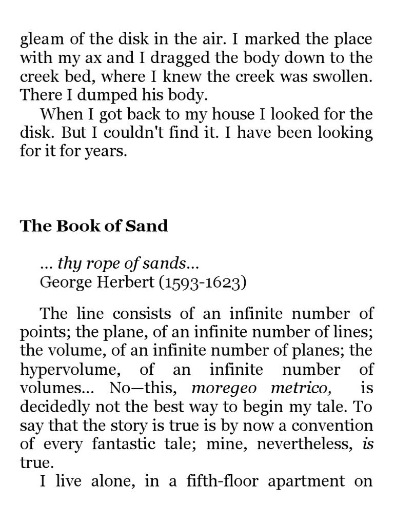 The Infinite Nature of Borges' Sand | PDF