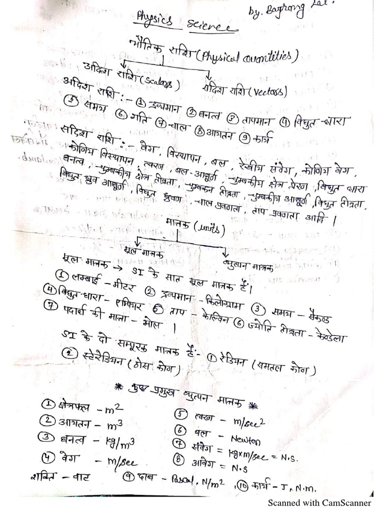 Basic Science Handwritten Notes by Bajrang Lal-Compressed | PDF