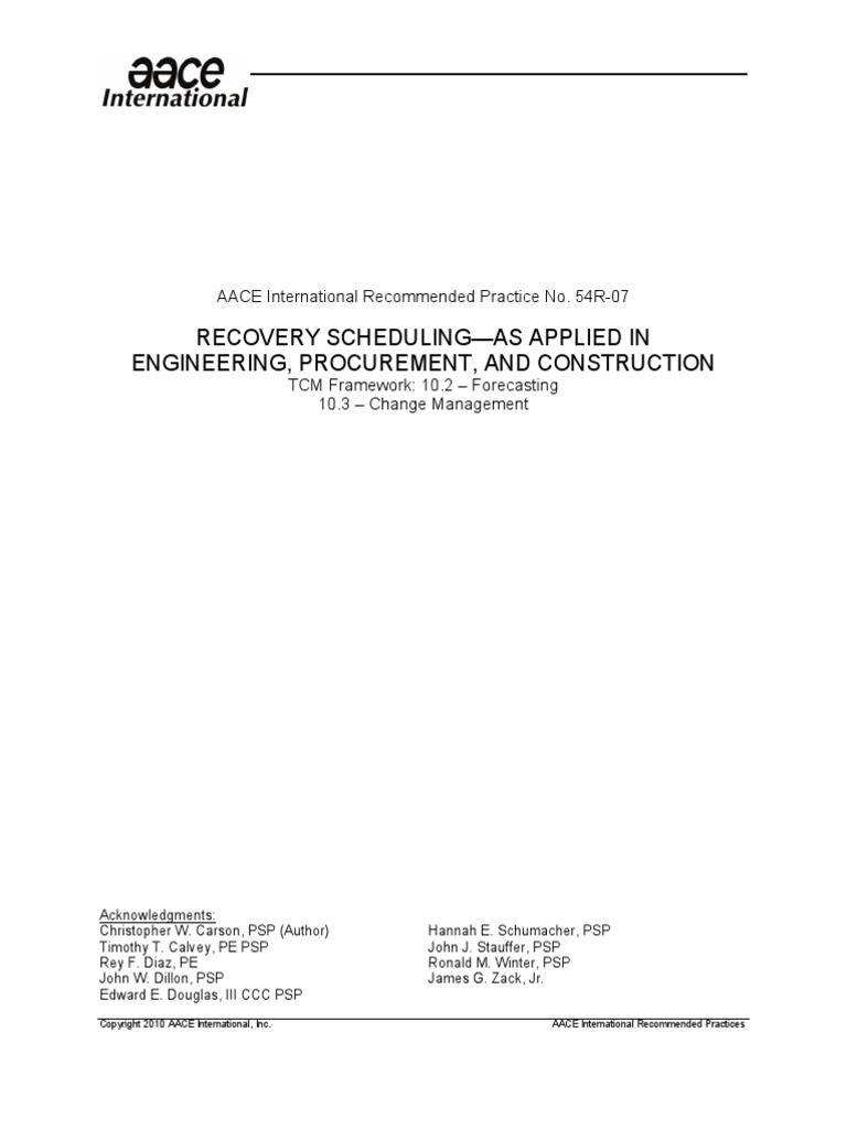 54r-07 Recovery Scheduling | PDF | Recovery Approach | General Contractor