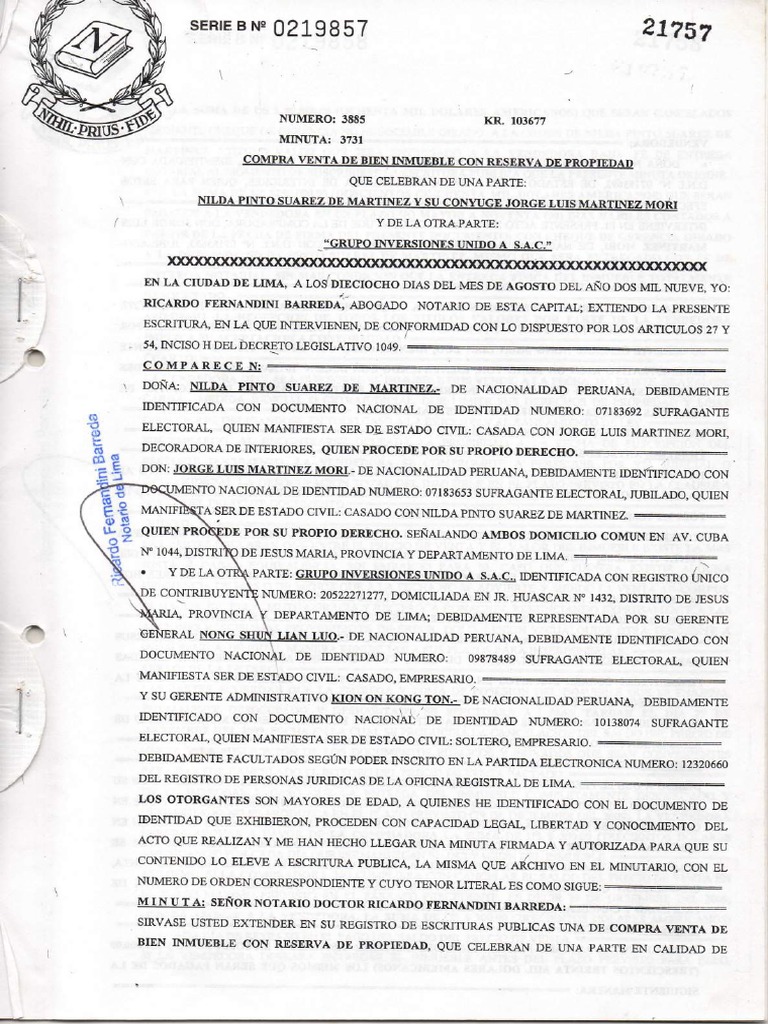 Modelo de Escritura Pública | PDF