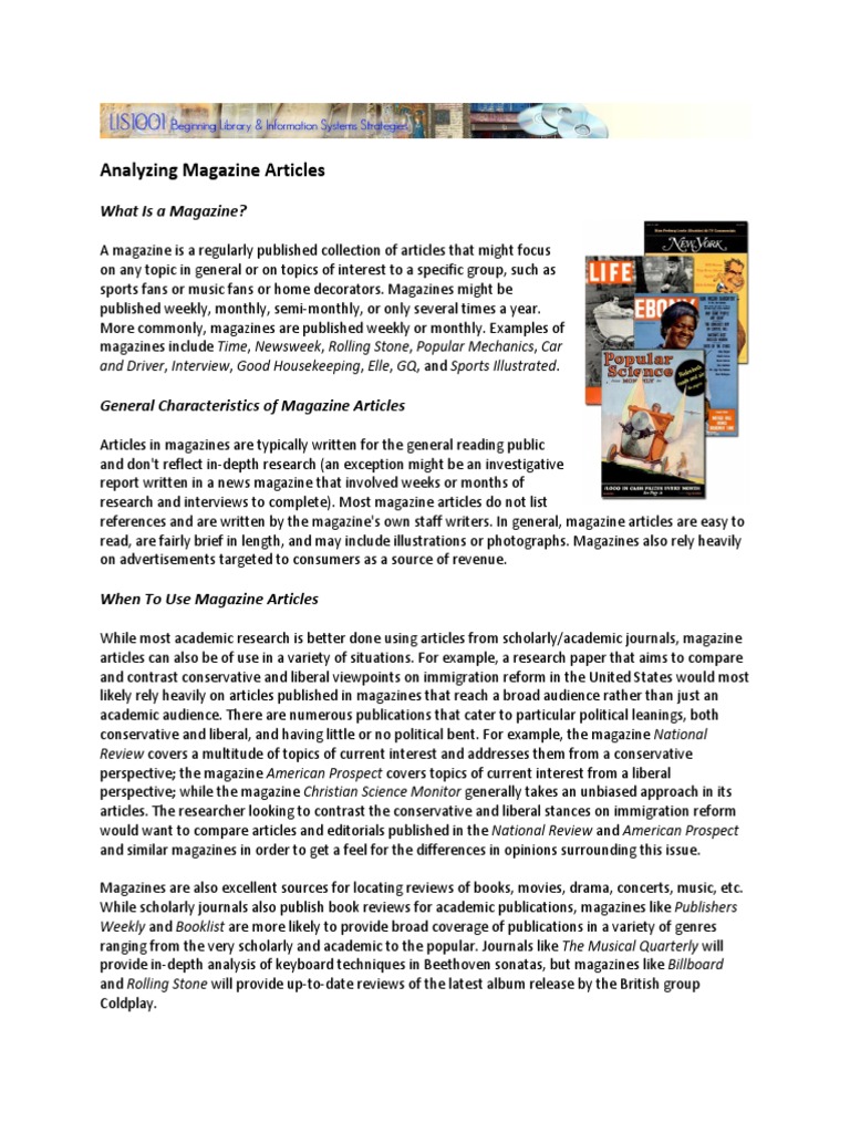Analyzing Magazine Articles: What Is A Magazine? | PDF | Magazines ...