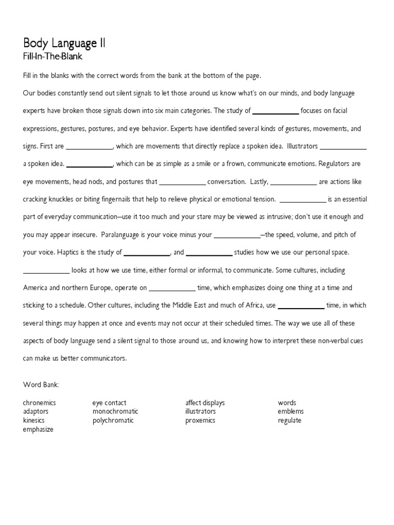 Understanding Body Language Through Six Categories | PDF