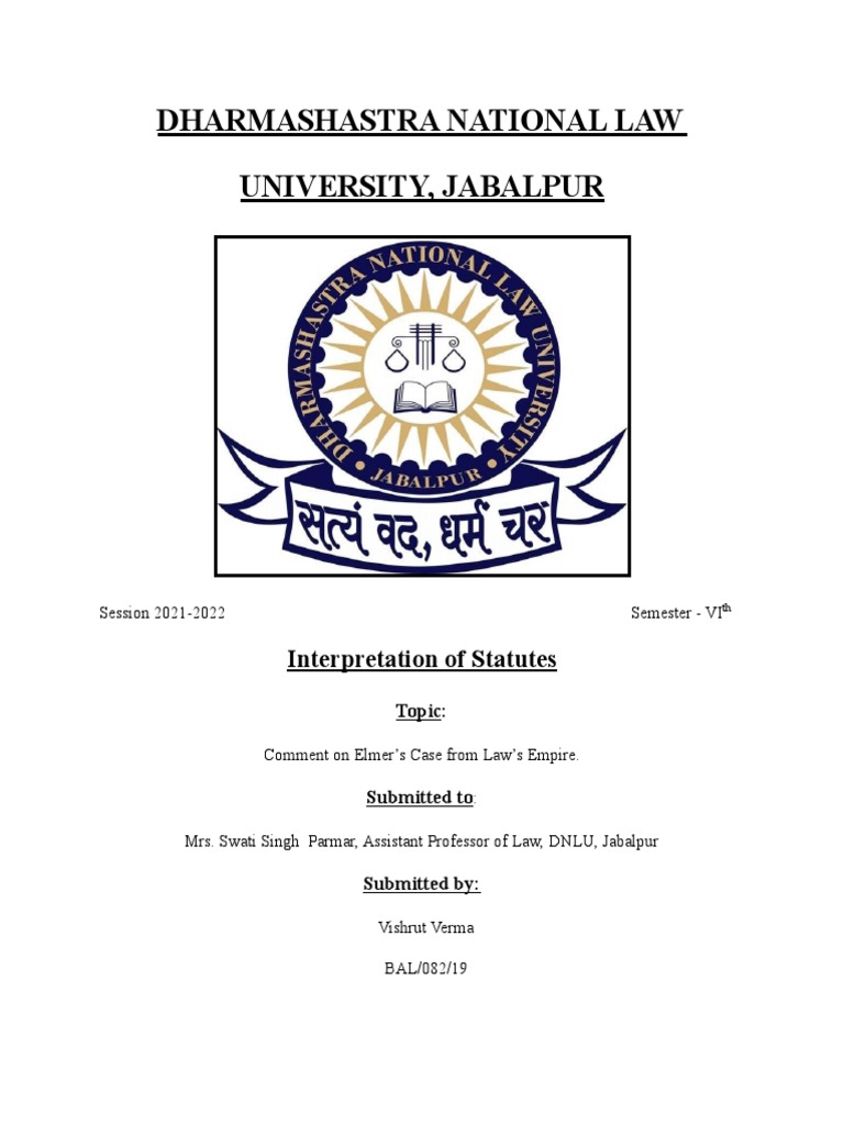 Dharmashastra National Law University, Jabalpur: Interpretation of ...