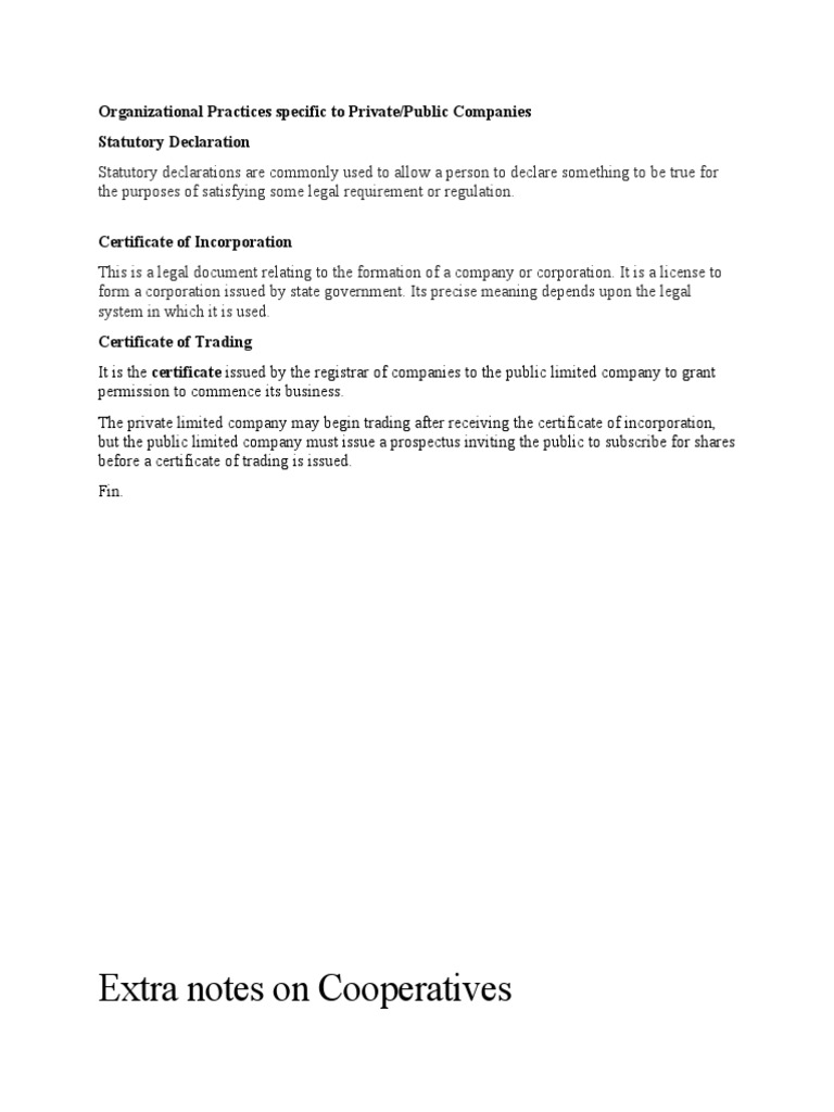 POB Additional Notes October 4th 2022 | PDF | Cooperative | Limited Company