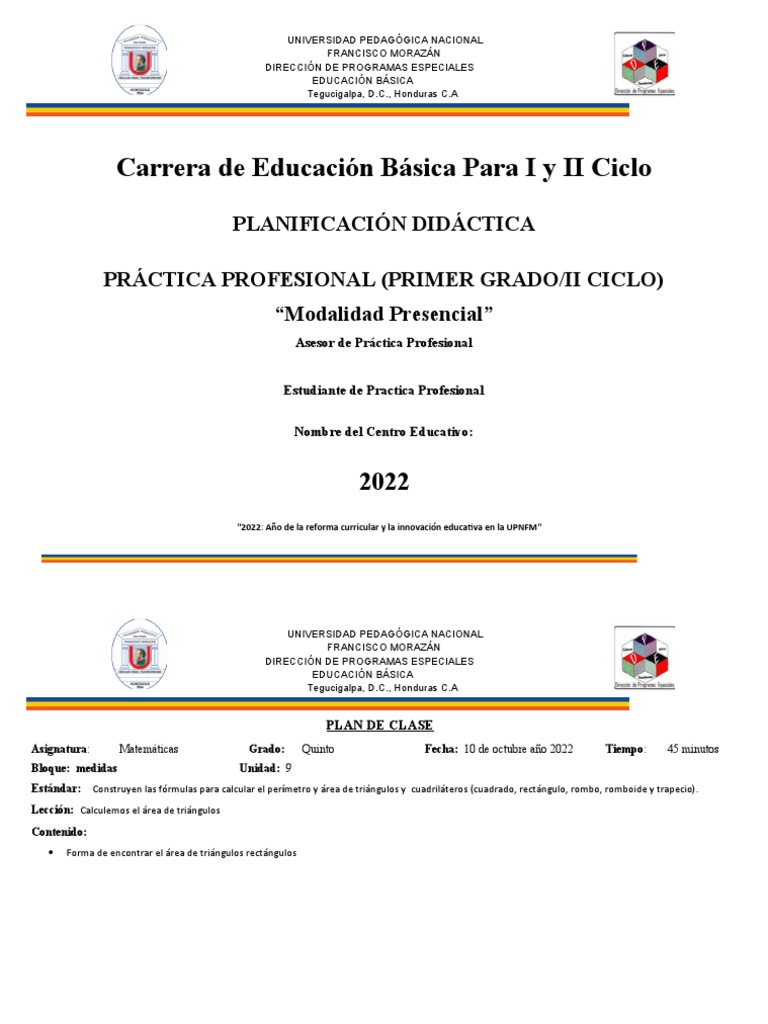 Planes de Clase Matematicas | PDF | Educación primaria | Triángulo