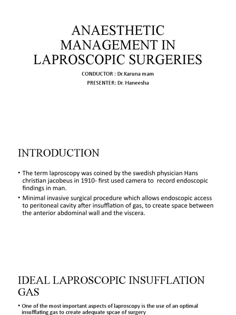 Anaesthetic Tips for Laparoscopy | PDF | Anesthesia | Thorax