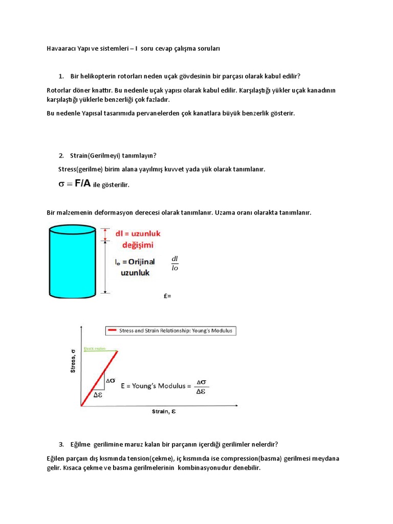 Havaaracı Yapı Ve Sistemleri Soru Cevap Çalışma Soruları | PDF