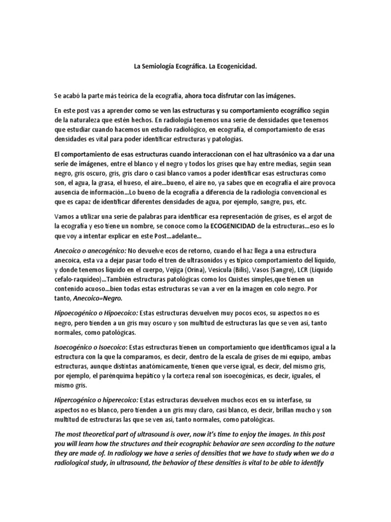 Ecogenicidad en Ecografía: Guía Visual | PDF | Ultrasonido médico ...