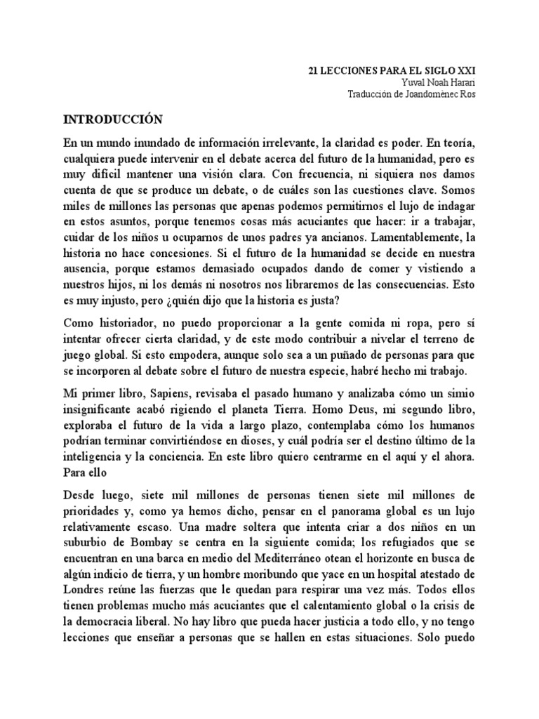 21 Lecciones para el Siglo XXI | PDF | Ciencias sociales