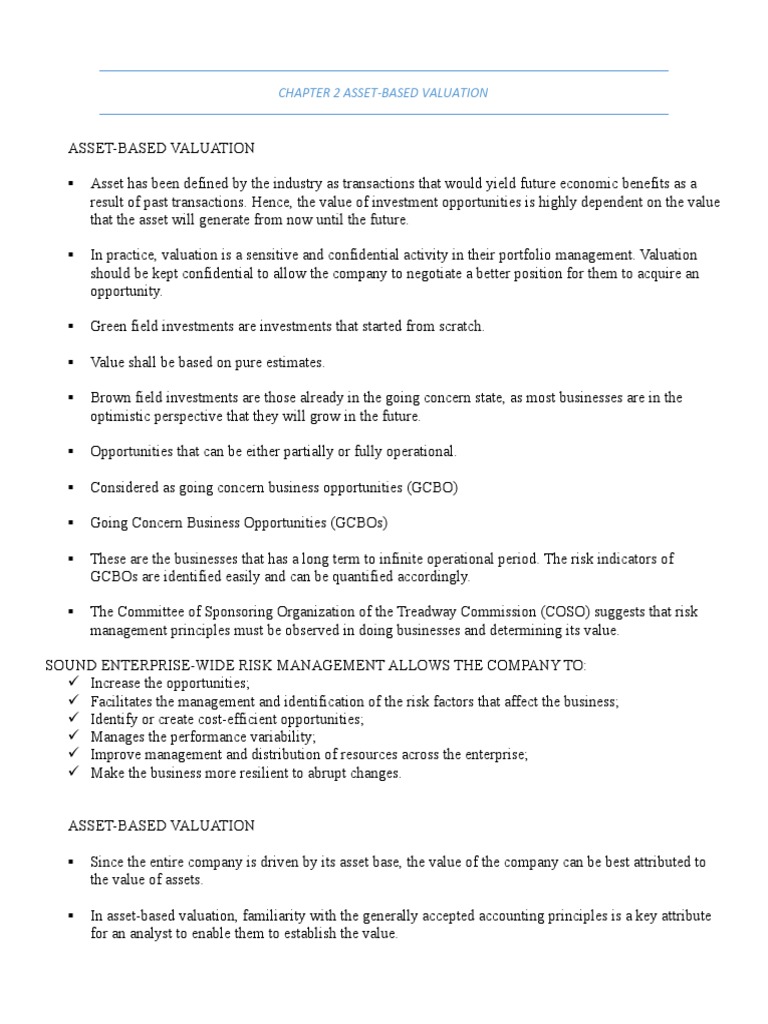 Valuation Notes C2 | PDF | Book Value | Valuation (Finance)