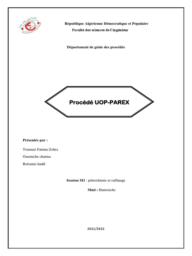 Procédé UOP PAREX | PDF | Adsorption | Chimie