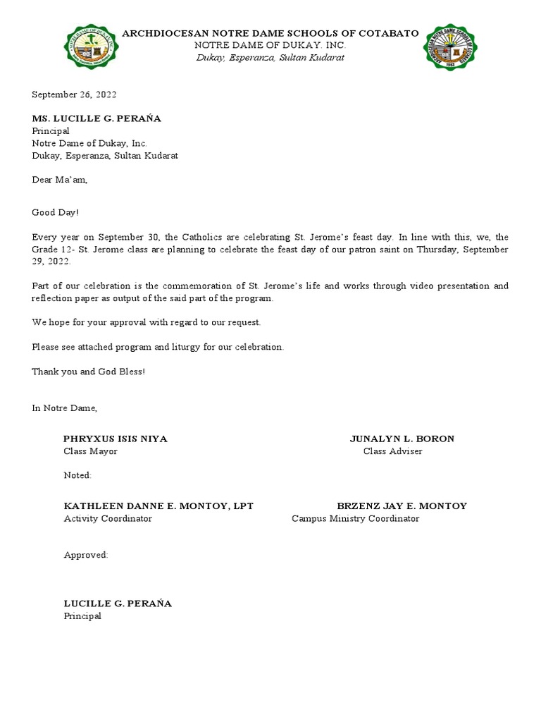 Letter For Feast Day | PDF