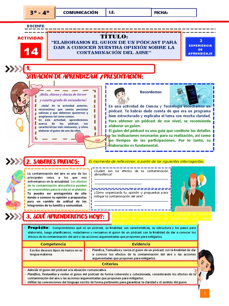 3ro - 4to Actividad 14 - Exp.3 - Comunicación | PDF | Podcast