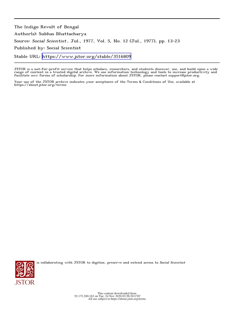 3 - Unit 4 - Indigo Revolt - The Indigo Revolt of Bengal - Subhas ...