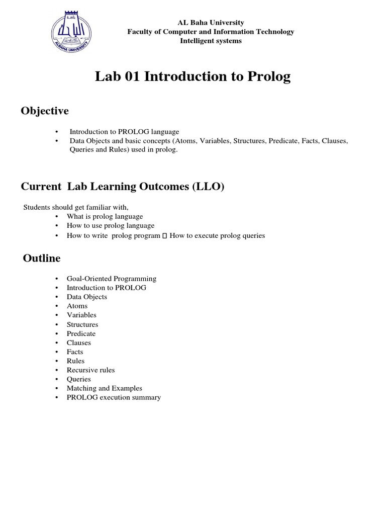 An Introduction To Prolog Data Objects Predicates Rules And Example Programs For Determining