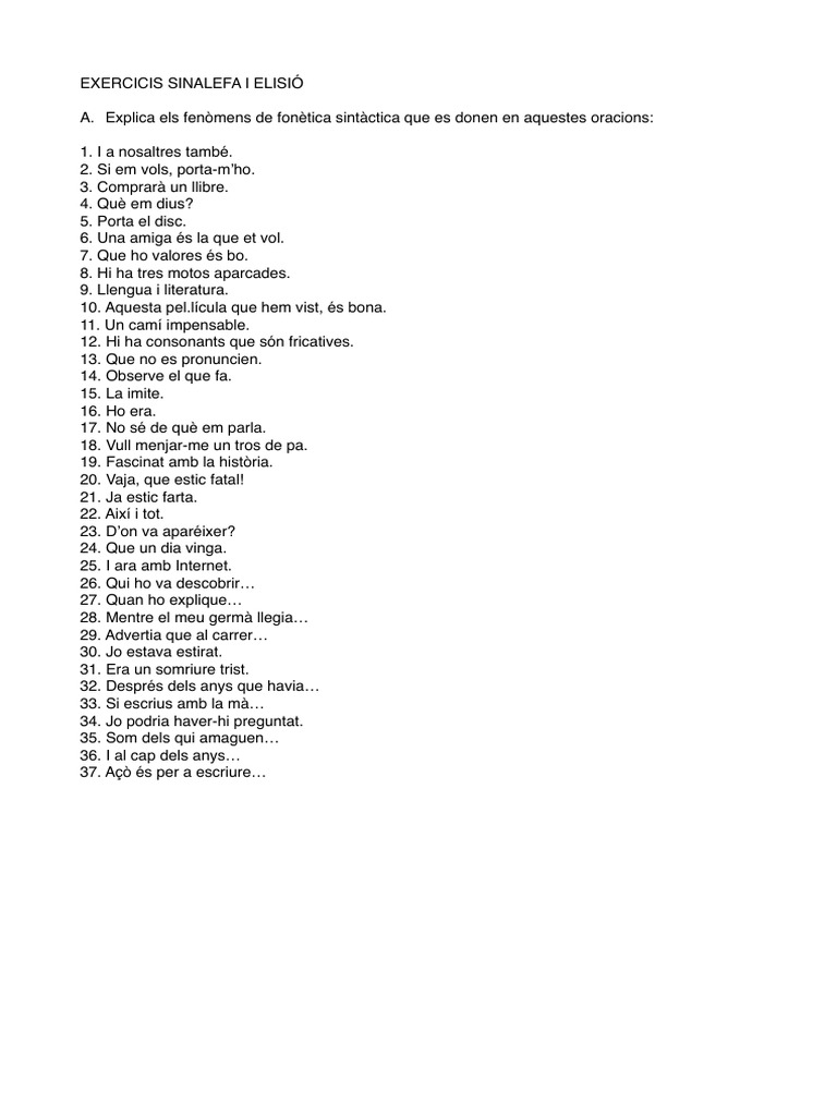 Exercici Elisió I Sinalefa | PDF