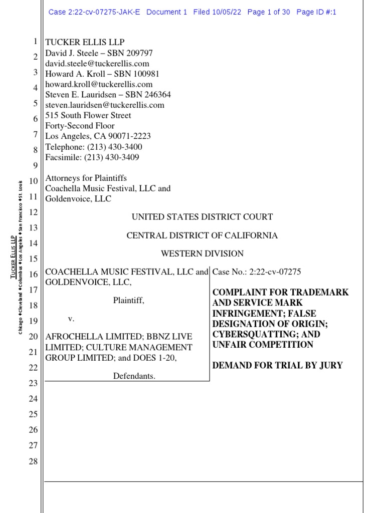 Coachella Music Festival, LLC Et Al v. Afrochella Limited Et Al ...