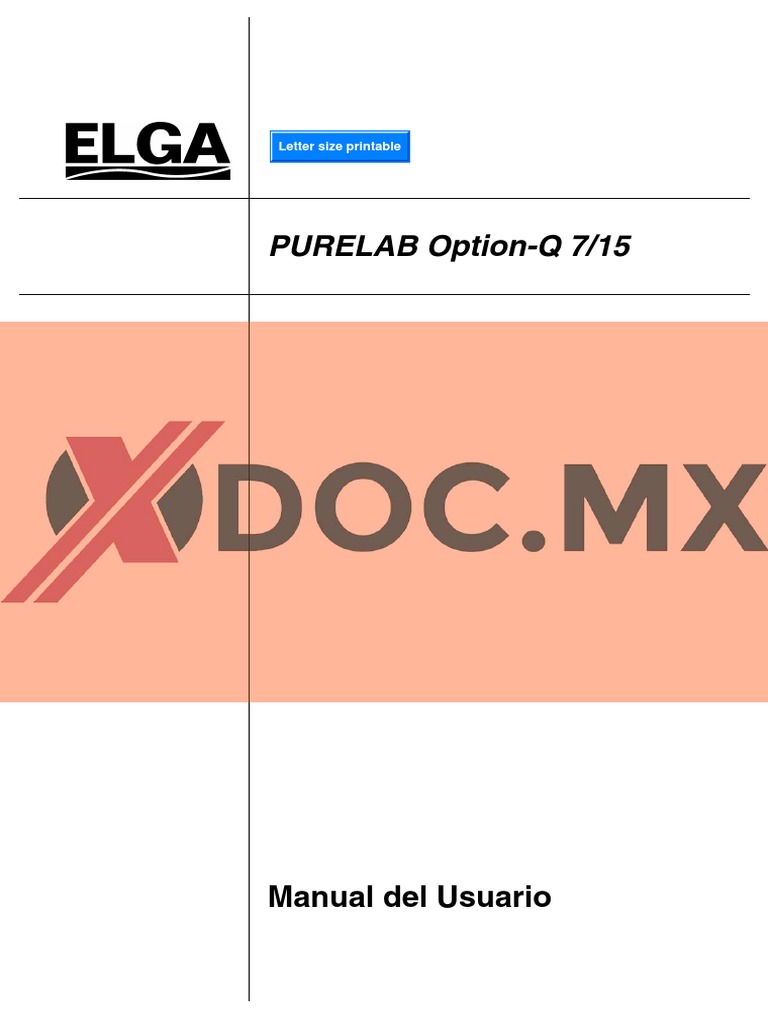 Xdoc - MX Purelab Option Q 7 15 Manual Del Usuario | PDF | Agua | Ósmosis
