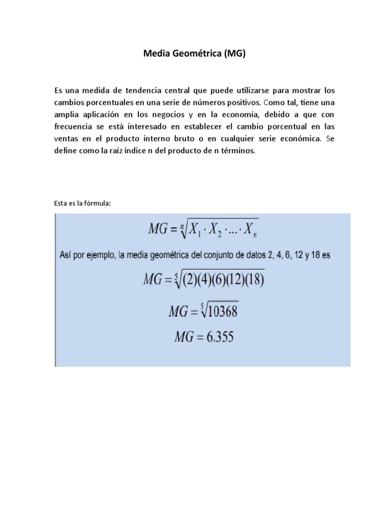 Media Geométrica | PDF | Media | Matemática Elemental