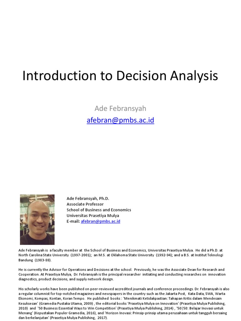 2022 - 1 - Introduction To Decision Analysis | PDF
