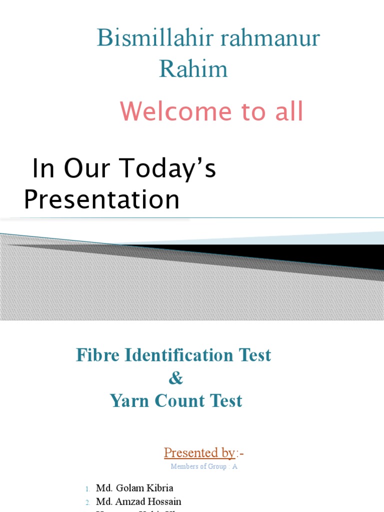 A Presentation On Fibre Identification Test and Yarn | PDF | Yarn | Fibers