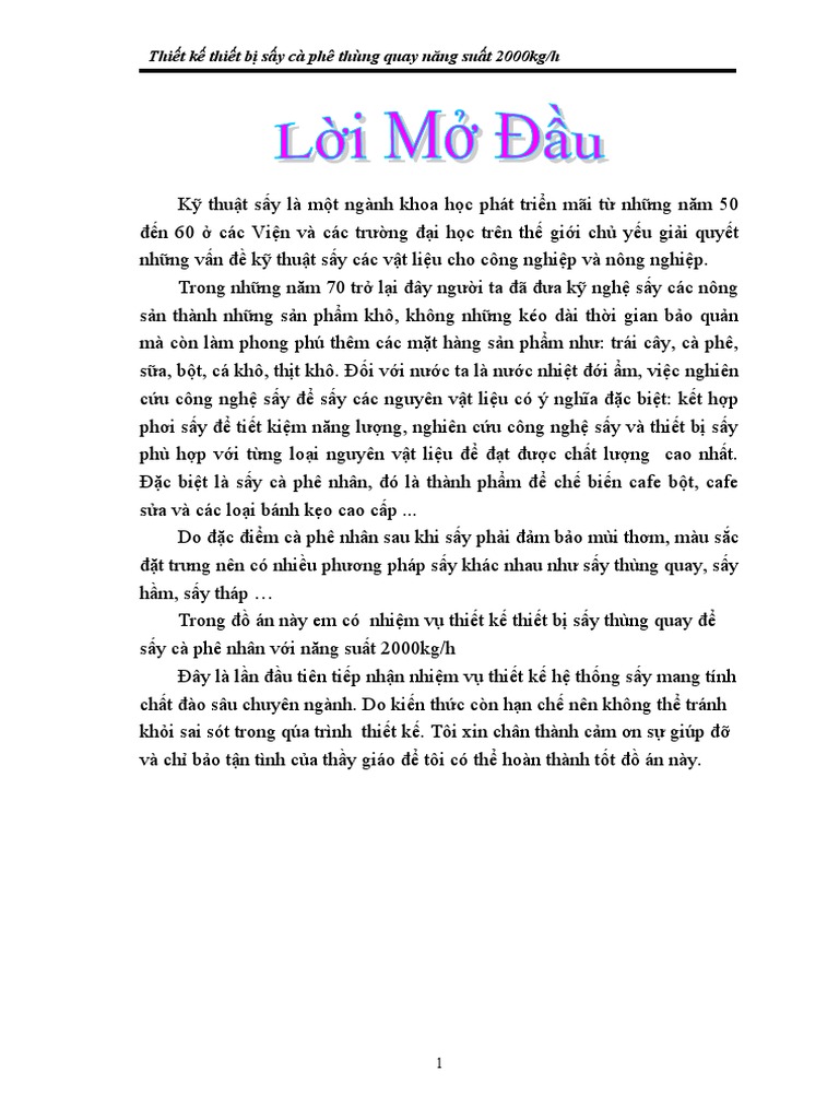 (123doc) - Thiet-Ke-Thiet-Bi-Say-Thung-Quay-De-Say-Ca-Phe-Nhan-Voi-Nang-Suat-2000kgh | PDF
