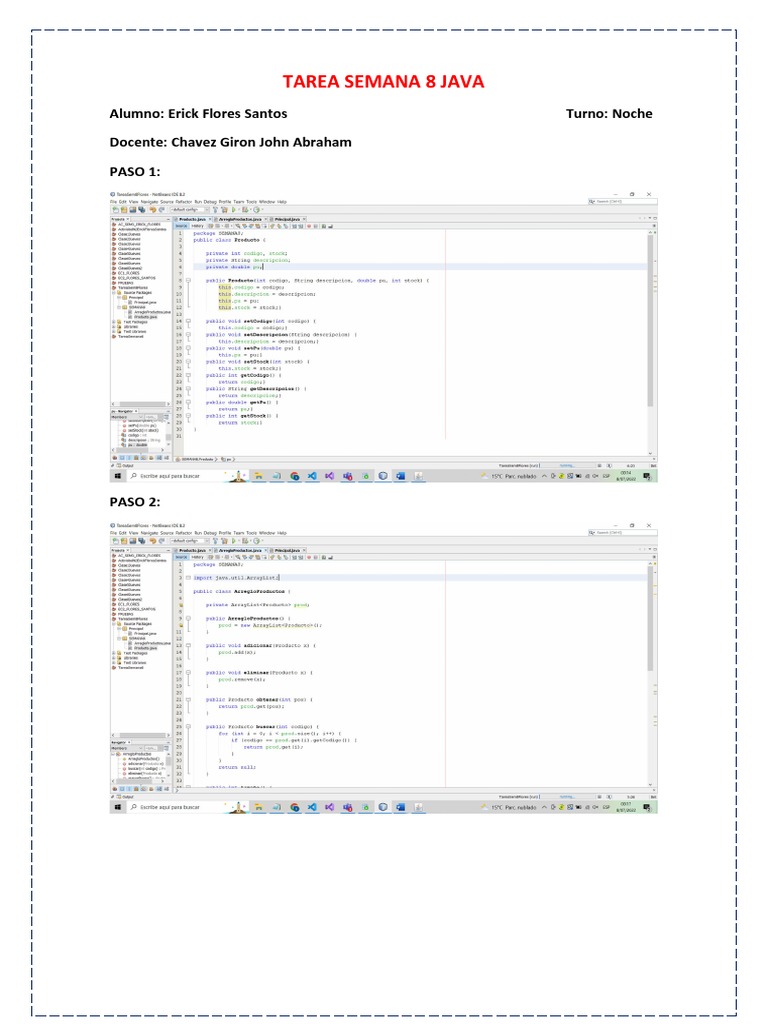Tarea Semana 8 Java | PDF | Ciencia y matemáticas
