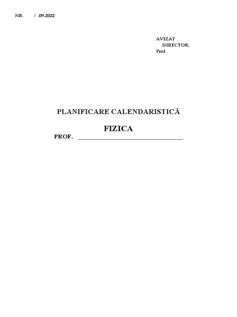 Planificare Fizica Vi | PDF