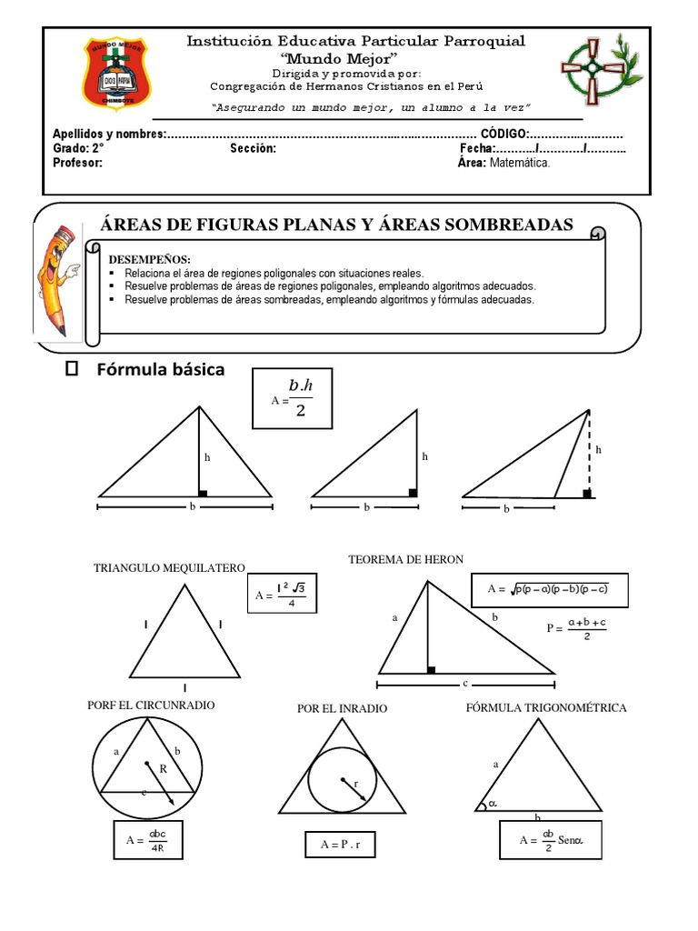 Áreas de Figuras Planas | PDF | Triángulo | Geometría