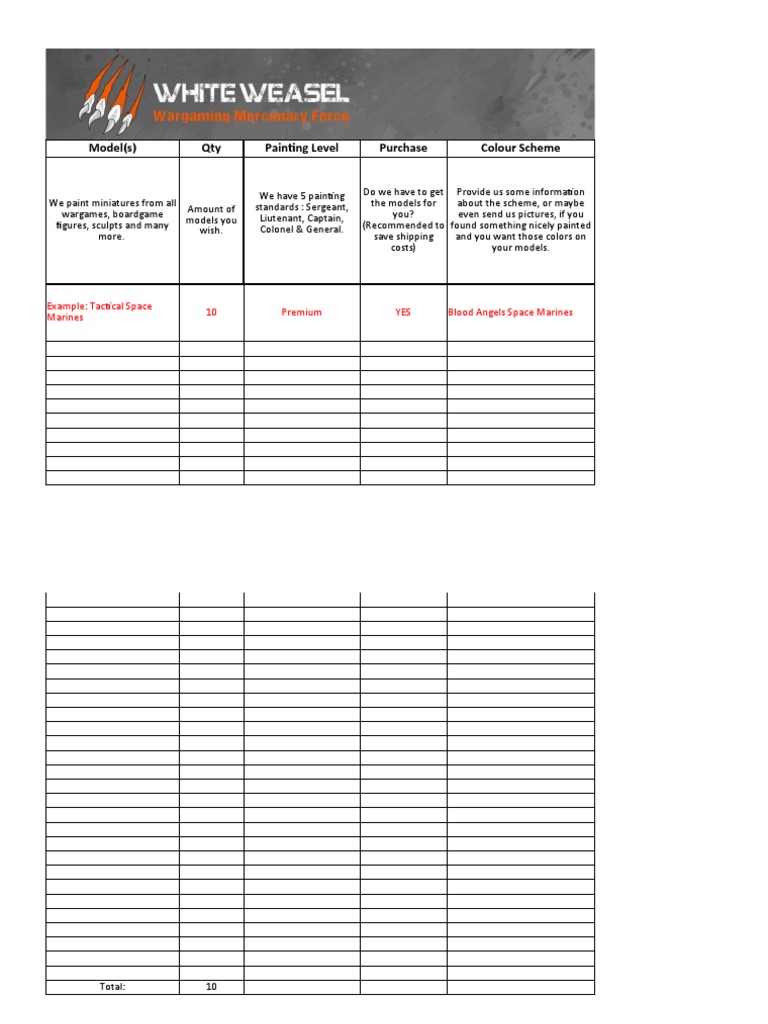 Orders Form White Weasel Studio | PDF