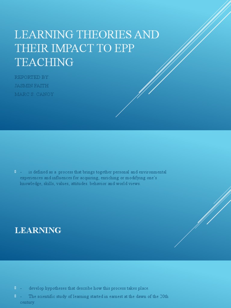 Learning Theories and Their Impact To Epp Teaching | PDF ...