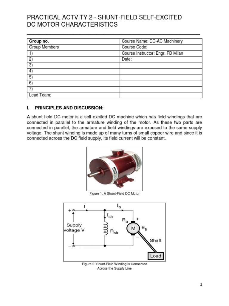 Practical Activity 2 DC Shunt Motor PLM | PDF | Electric Motor | Electromagnetic Induction