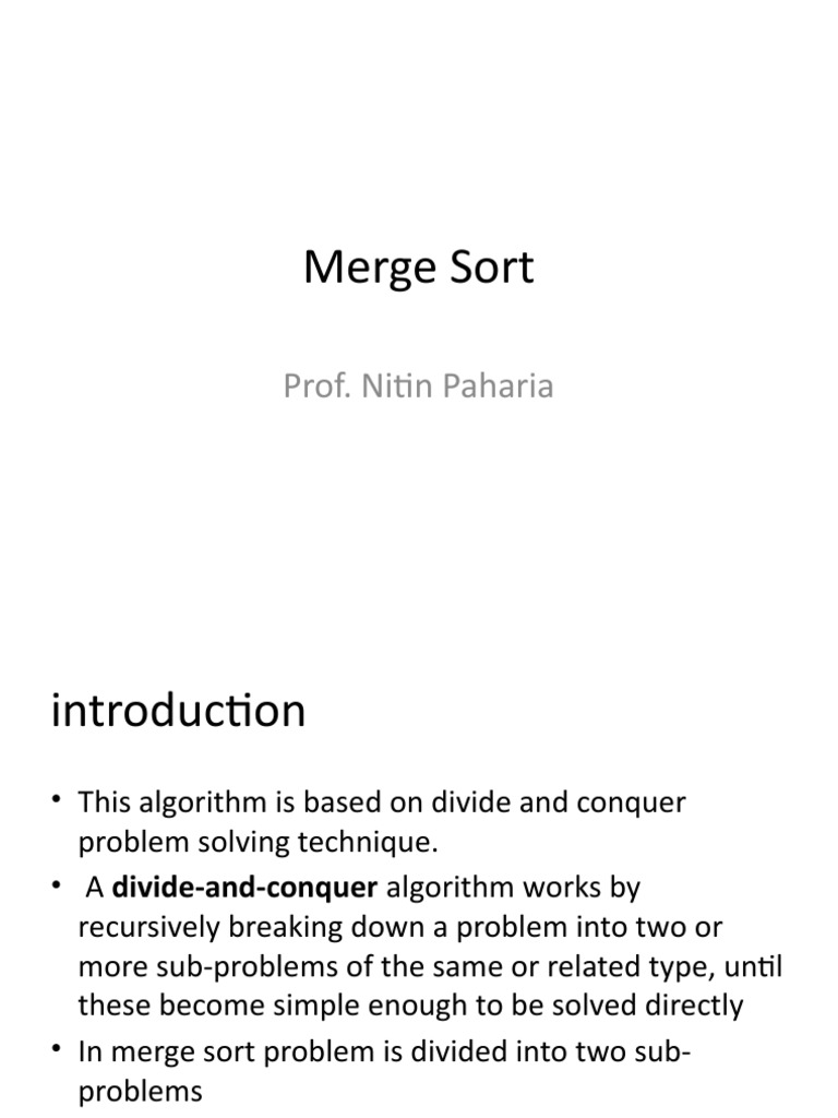 Merge Sort | PDF